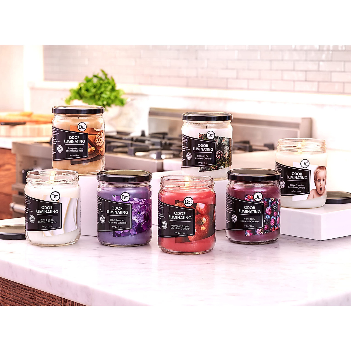 Peppermint Odor Eliminating Highly Fragranced Candle - Eliminates 95% of Pet, Smoke, Food, and Other Smells Quickly - Up to 80 Hour Burn time - 12 Ounce Premium Soy Blend