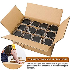 12 Pack 8oz Amber Glass Jars with Metal & Plastic Lids - For Candle, Food Storage, Canning