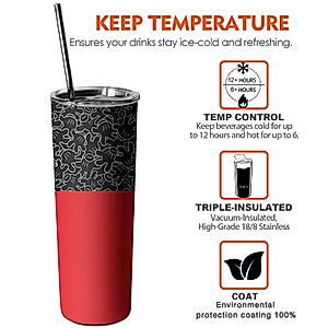 thmasamwr Cute Mouse Skinny Tumbler With Straw and Lid, Stainless Steel 20oz Insulated Coffee Travel Mug, Cartoon Mouse Gifts Cups for Women and Girls