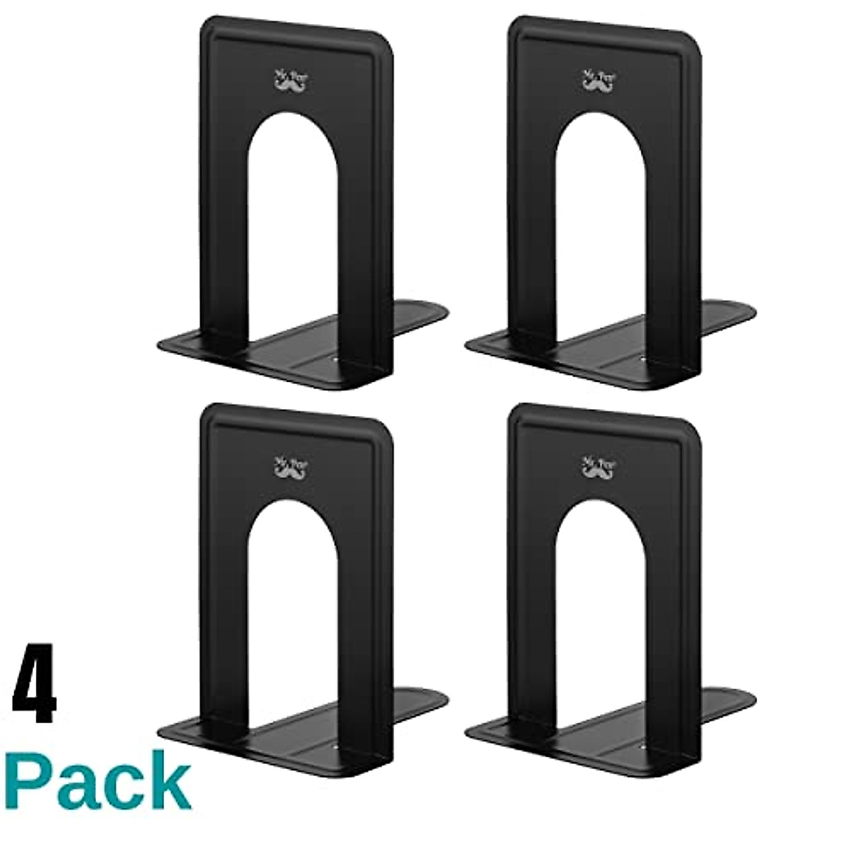 Mr. Pen- Book Ends, Black, 4 Pack, Heavy Duty Metal Bookends for Shelves, Book Holders for Shelves, Book Stoppers, Book Holders, Book Ends for Office, Metal Bookends, Book Ends to Hold Books.