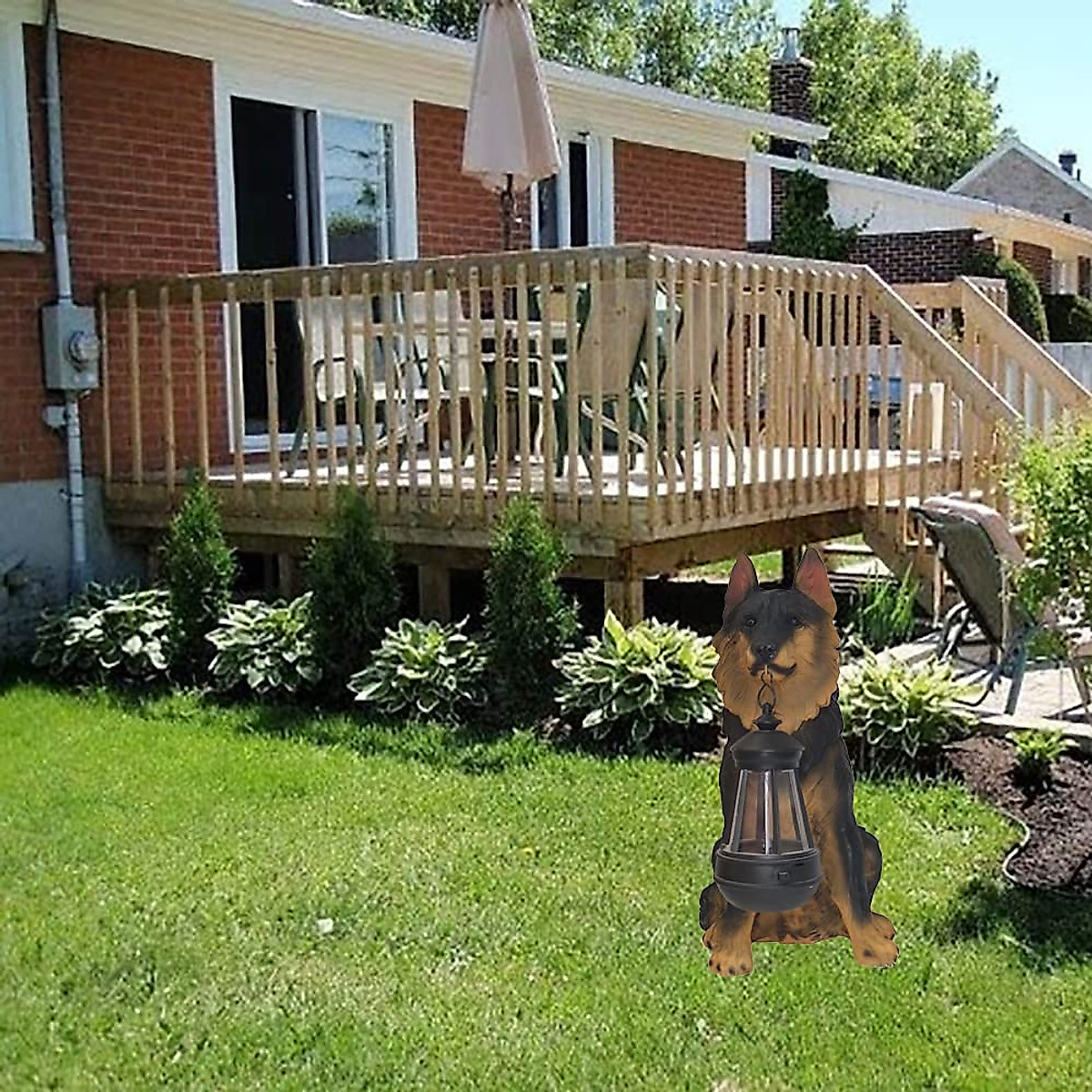 Wanhony Dog Statue Solar Night Light, Outdoor Garden Golden Retriever Decoration Light, Labrador Lawn Hanging Light, Lawn Landscape Solar Light (German Shepherd)