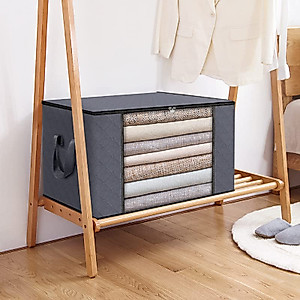 Fab totes 2-Pack Clothes Storage, Stackable Storage Bin Tote, Storage Containers for Organizing Bedroom, Closet, Home Organization and Storage with Lids, Grey