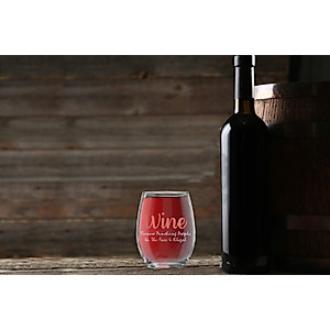 Wine Because Punching People In The Face Is Illegal 15oz Crystal Wine Glass - Fun Unique Novelty Idea for Him, Her, Mom, Wife, Coworker, Boss, Sister, Best Friend, Mom Birthday Mother's Day Christmas
