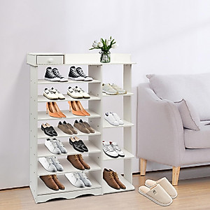 YIYIBYUS 8 Tier Shoe Rack,Wall Tower Cabinet Shoe Storage Organizer Entryway Shoe Shelf