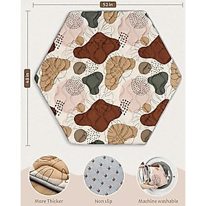 Blissful Diary Hexagon Playpen Mat,52x48 Thicken Soft Playpen Mat fits Regalo Portable Play Yard 48 Inch and Hiccapop 53" PlayPod Playpen,Washable Baby Play Mat for Infants Toddler Kids,Boho Design