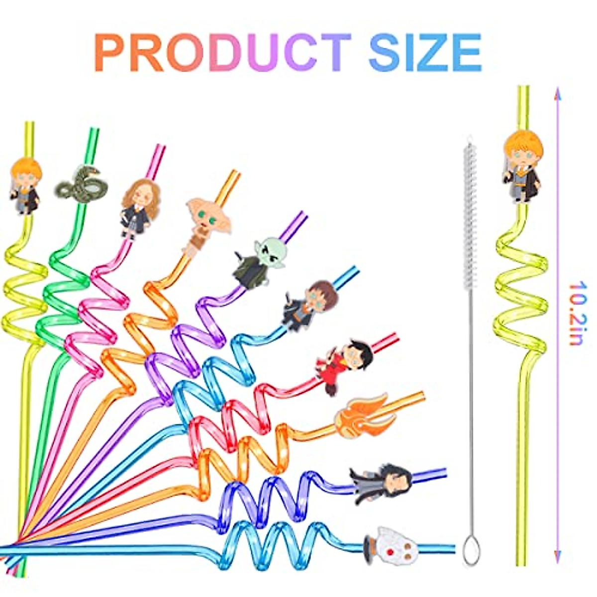 Jomoxosae Harry Theme Party Supplies Reusable Drinking Straws 10 Designs for Birthday Party Favors Supplies (20pcs), One Size