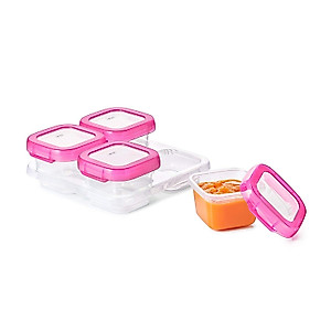 OXO Tot Baby Blocks Freezer Storage Containers, Pink, Set of 10