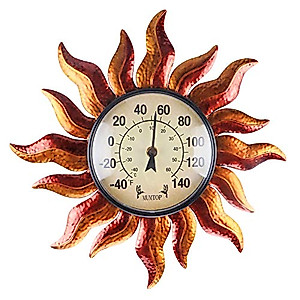 MUMTOP Outdoor Thermometers for Patio, Indoor Outdoor Thermometer,Sun Wall Thermometer Wireless Hygrometer, No Battery Needed Patio Hanging Decor