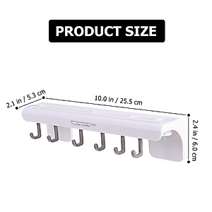 Hemoton Pan Pot Hanger Hook 1 Pc Kitchen Storage Coat Hanger Kitchen Hook Rail Kitchen Holder Shelves for Storage Wall Mounted Wall Mounted Holder Knives Abs White No Punching