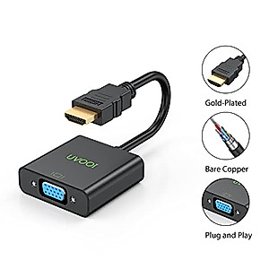 UVOOI HDMI to VGA Adapter, Not Bidirectional HDMI Male to VGA Female Converter 1080P@60Hz for Desktop, Laptop, PC, Projector, HDTV, and More