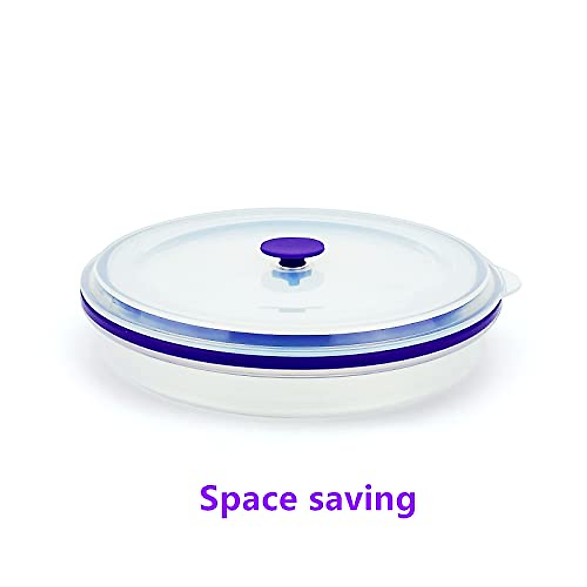 CARTINTS Microwave Safe Silicone Bowls, Collapsible Food Storage Containers with Lids, Space Saving Reusable Lunch Container Safe For Oven/Freezer/Dishwasher(900ml,Round,Purple)
