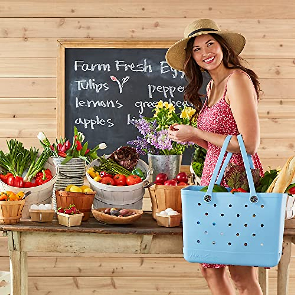 ProductWorks Maui and Sons Durable Beach Bag and Outdoor Everything Go2Bag,Farmers Market, Picnic,Concerts Washable Adjustable Straps (Pink)