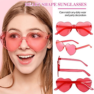 Geopty 14 Pack Hotpink Heart Sunglasses for Women Bulk, Fun Pink Heart Shaped Sunglasses Bachelorette Party Favors Candy Color Heart Glasses Set