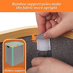 AMBIRD 2-Pack Laundry Basket with Lid, Bamboo Frame, Large Capacity, Upgraded Fabric, Portable and Foldable, Ideal for Bedroom, Bathroom, Nursery, and Household