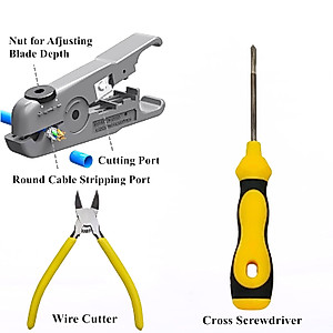 Gaobige rj45 Crimp Tool Kit, Pass Through Cat7 Cat6A Cat6 Cat5e Cat5 rj45 Crimping Tool with 10PCS Cat7 Shielded Connectors 10PCS Covers 20PCS Cat6 Pass Through Connectors 20PCS Covers Network Tester