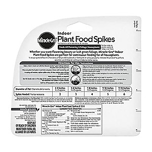 Scotts Indoor Plant Food Spikes, Includes 48 Spikes - Continuous Feeding for all Flowering and Foliage Houseplants - NPK 6-12-6, 48 Count (Pack of 12)