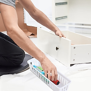 FEOOWV Classroom Pencil or Rubber Organizer Basket Trays, Office Supply Baskets Organization Trays for Home School Classroom Office 12 Pack (White)