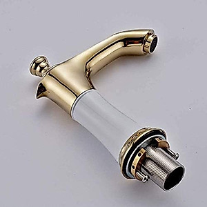 Kitchen Taps Faucet Basin Faucets Brass Golden Double Handle Sink Faucet Luxury 3 Holes Bathroom Basin Bathtub Taps Hot Cold Water Mixer
