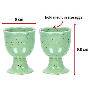 Soft Boiled Egg Holder | Ceramic Egg Cup Set | Ceramic Egg Holder Pottery Housewarming Gift set of 2 (Green Mat)