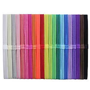 habibee 21 Pcs Elastic Fold Over Baby Girl Headbands Stretchy Hair Bands Hair Ornaments DIY Accessories for Flower Or Bows Headband