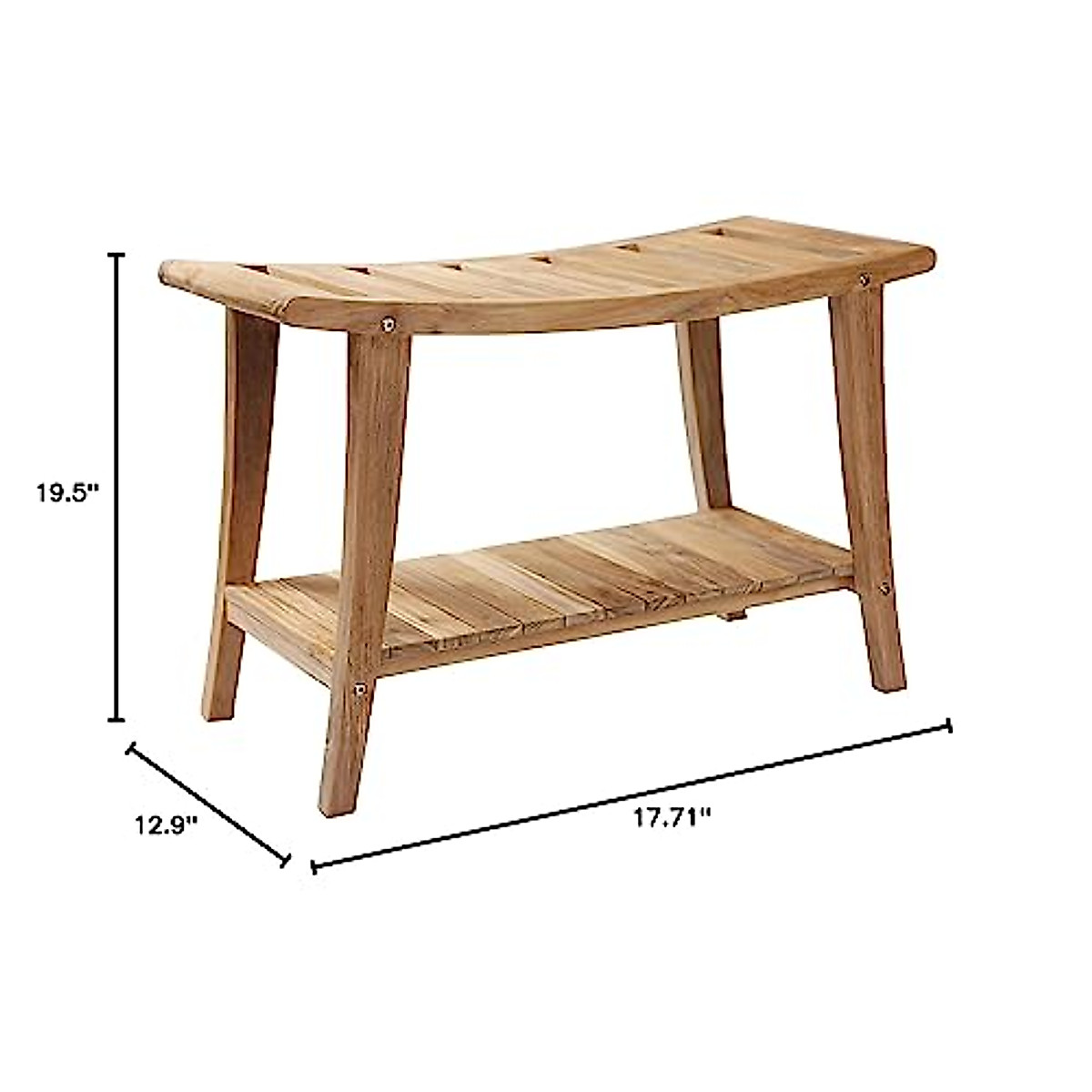 NORDIC STYLE TEAK Wood Shower and Spa Bench with Shelf, Indoor and Outdoor Use (30" Asian Style)