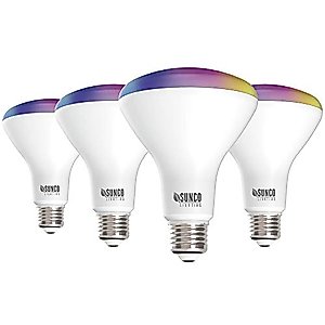 Sunco Lighting BR30 Alexa Smart Flood Light Bulbs Color Changing LED Recessed WiFi Bulb, 8W, RGBCW, Dimmable, 650 LM, Compatible with Alexa & Google Assistant, E26 Base, No Hub Required 4 Pack