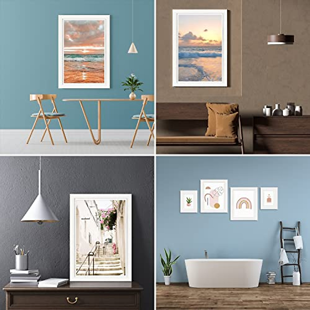 DBWIN 16x20 Picture Frame White Wood Pattern Poster Frame Plexiglass Front 2 Pack Photo Frame for Art Prints Wall Decor Vertically or Horizontally(LY01-16X20-WT)