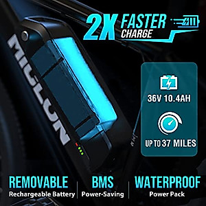 MICLON Electric Bike, Electric Bike for Adults 26'' E-Bikes 350W BAFANG Motor, 2X Faster Charge, Removable Battery, 20MPH Mountain Bike with Suspension Fork, 21 Speed Gears Bicycle LED Display - BALCK