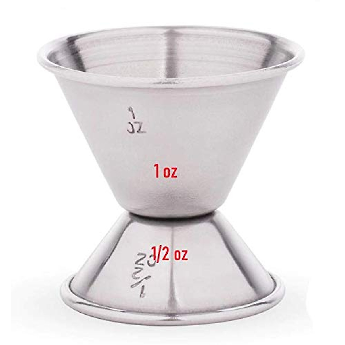 (1-PC- 1/2 & 1 Ounce) Jiggers Double Sided Stainless Steel Portion Control Cocktail Measuring Shot Bar Tool Commercial Grade