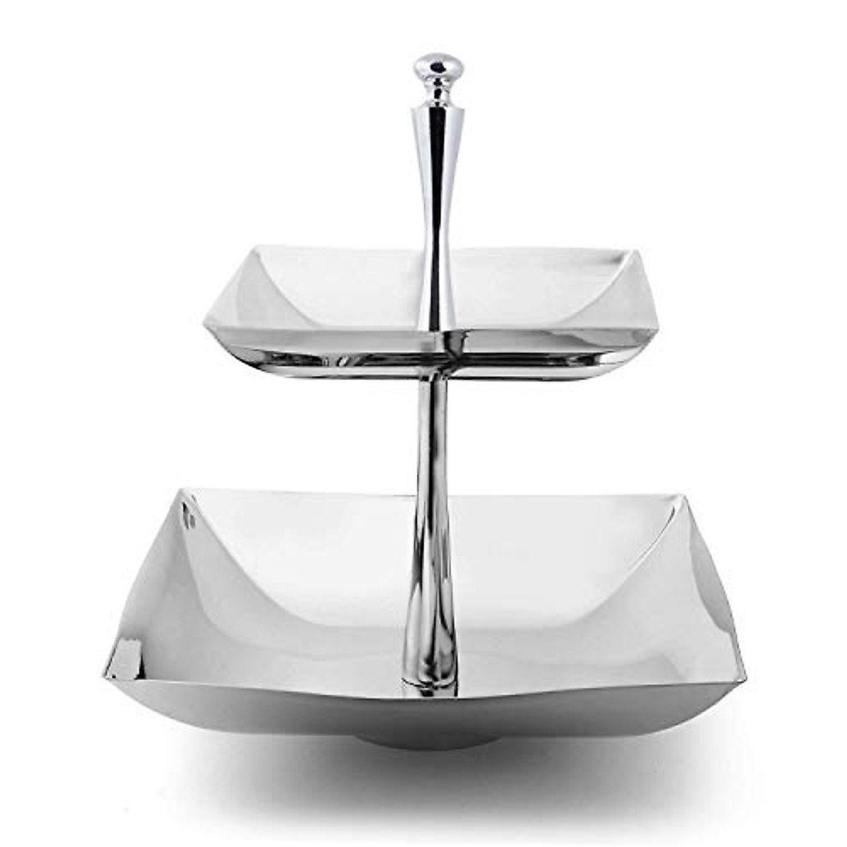 Colleta Home Tier Serving Tray- 2 Tier Cake Stand- Stainless Steel Server Stand- Cupcake Stand- Buffet Tower- Party Platter- Decorative Silver Dessert Tower