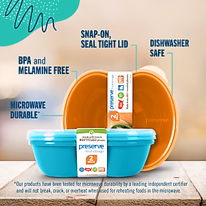 Preserve Dishwasher Safe BPA Free Sandwich Food Storage Container Made from Recycled Plastic in the USA, Set of 2, Apple Green