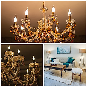 FANNIS 6 Pack B10 Flame Tip Filament LED Bulb, 2W Equals 15W 20W Warm White Light, E12 Candelabra Base Edison Bulb, Clear Glass Light Bulb for Pendant Chandelier Ceiling Fan