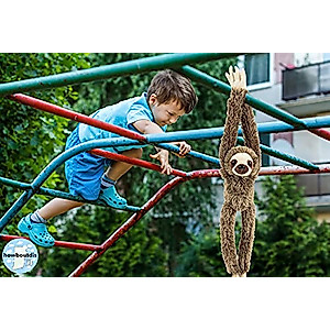 HOWBOUTDIS 20 inch Brown Hanging Sloth - Stuffed Animal - Ultra Soft Plush - Hands and Feet Connect - Realistic Design - Great Gift or Prize