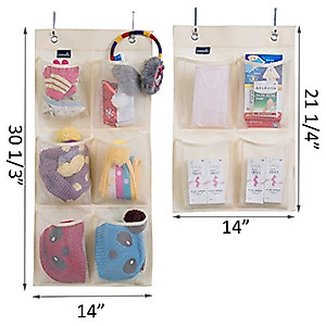 MISSLO Hanging Organizer Over The Narrow Closet Door For Shoes, Hats, Gloves, Snacks, Pack 2, Beige