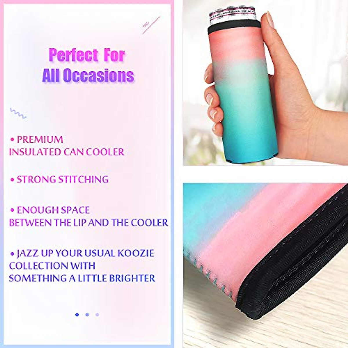 6 Skinny Can Coolers Slim Can Cooler for Slim Beer & Hard Seltzer, Skinny Beer Cans Coolie Skinny Insulators, Claw Can Cooler Sleeve Summer Daze