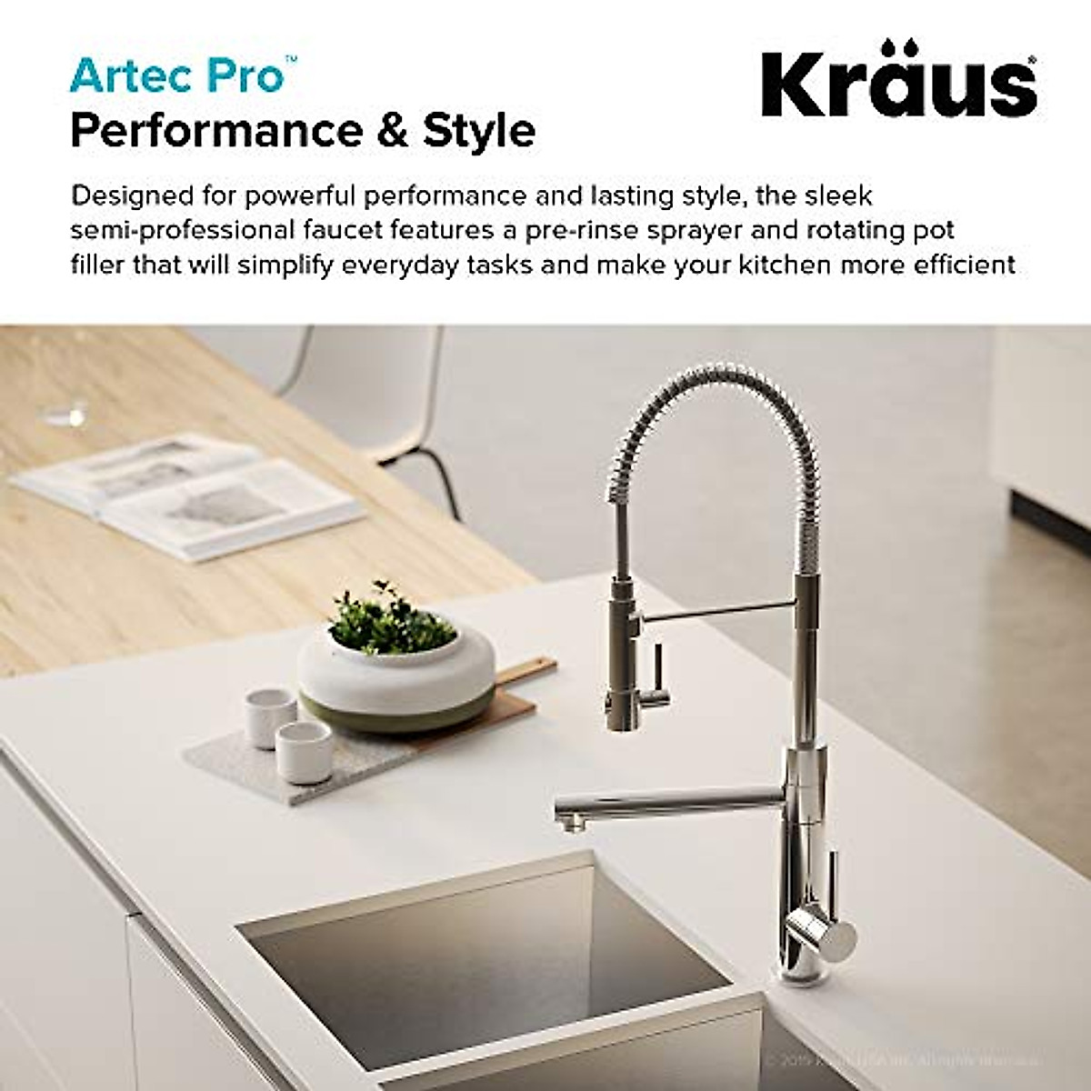 KRAUS Artec Pro 2-Function Commercial Style Pre-Rinse Kitchen Faucet with Pot Filler in Brushed Gold, KPF-1603BG (Pack of 3)