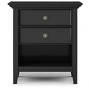 SIMPLIHOME Amherst SOLID WOOD 24 Inch Wide Traditional Bedside Nightstand Table in Black, For the Living Room and Bedroom