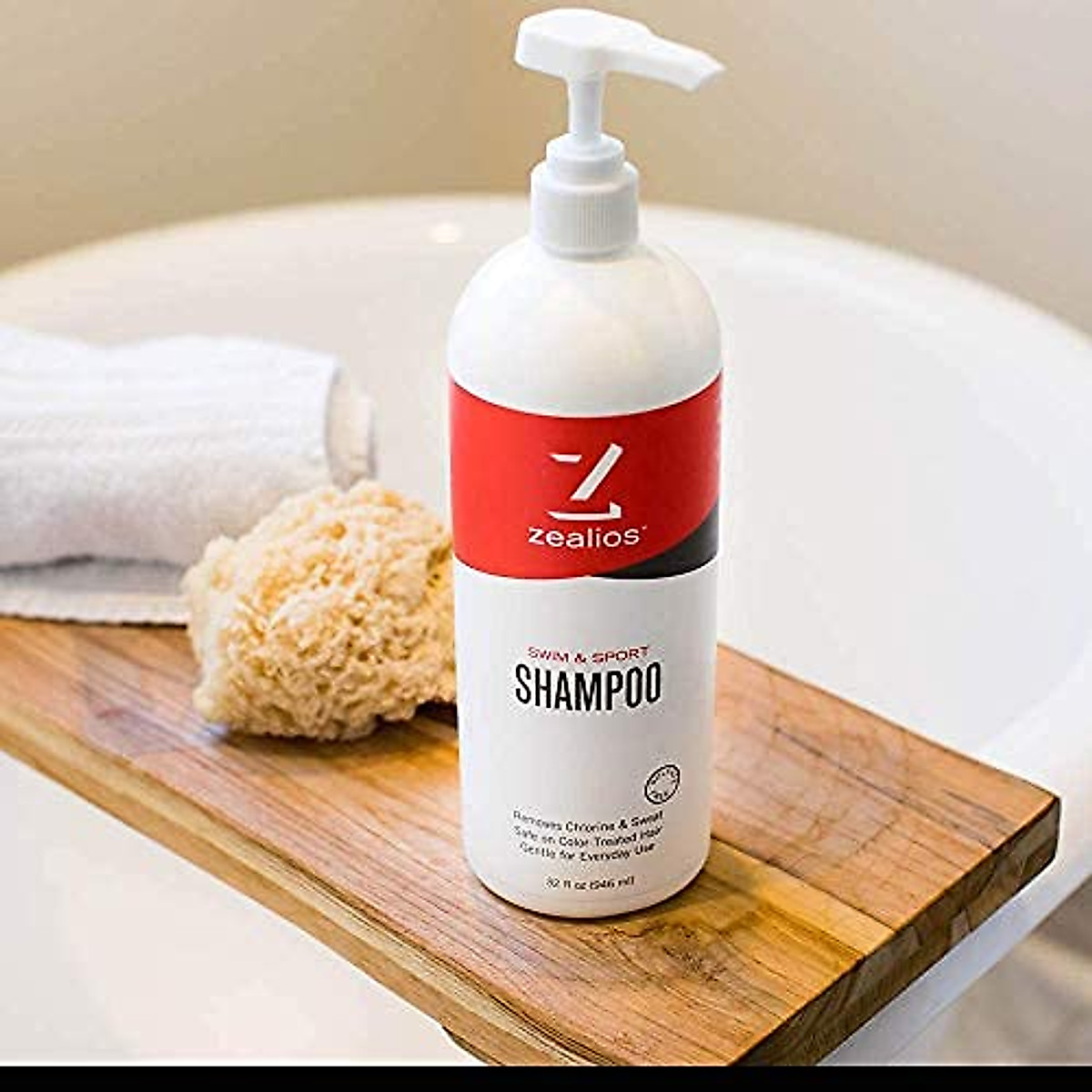 Zealios Swim & Sports Shampoo Remove Chlorine & Salt, Perfect Moisturizing Formula Hydrates Dry Hair, Protects Color Treated Hair from Pool Chemicals. Great for Swimmers, Athletes - 32 oz