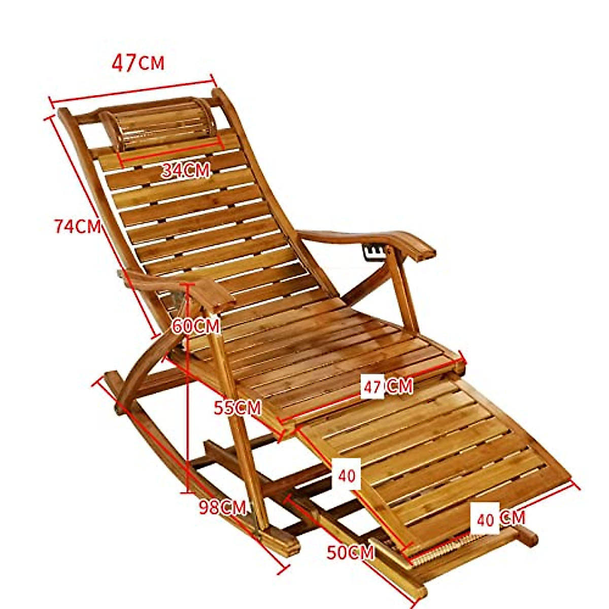 BROHN Lounge Chair, Outdoor Patio Woodenl Rocking Chair, Padded Modern Rocker Chairs with Cushion, Support 440lbs for Porch, Deck, Balcony or Indoor Use