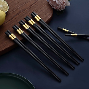 Chopsticks, Bestdin 10 Pairs Fiberglass Chopsticks Reusable, Premium High Temperature Resistant Chop Sticks for Cooking Eating, Square Non-Slip Odorless ChopSticks Reusable, Dishwasher Safe, 9.4 Inch