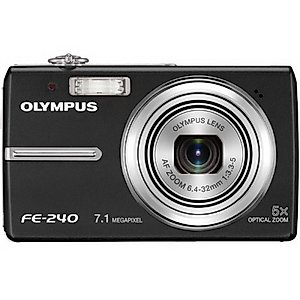 OM SYSTEM OLYMPUS Stylus FE-240 7.1MP Digital Camera with Dual Image Stabilized 5x Optical Zoom (Black)