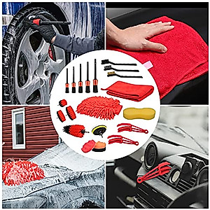 FRG 22 Pcs Detail Brush Kit for Car, Auto Drill Wash Brushes Kit, Car Interior Brush Cleaning Set for Carpet, Wheel, Tire, Rim, Leather