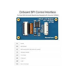 waveshare 1.9inch LCD Display Module 170×320 Resolution 262K Display Colors IPS Screen for Raspberry Pi, Arduino, STM32,Embedded ST7789V2 Driver Chip,SPI Interface