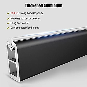 ZJKXJH Gray Closet Rod, Oval Wall Mounted Clothes Hanging Bar, Premium Aluminum No Rust Garment Rail Pole with Socket Set for Wardrobes, Cabinet, Laundry Room (Size : 150cm/59in)