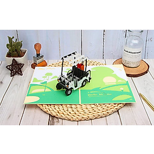 Ribbli Golf Cart Handmade 3D Pop Up Card Birthday Card Fathers Day Card, with Envelope