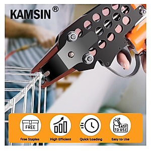 Kamsin K-SC7E 15 Gauge Pneumatic Hog Ring Gun 3/4-Inch Crown Long Nose Air Power C Ring Gun, 7-8mm Closure Diameter Hog Ring Stapler, C Ring Stapler Fencing Tool for Spring Mattress, Cages, Car Seat