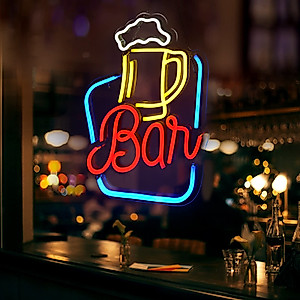 FITNATE Neon Bar Sign, Beer Neon Sign for Wall Decor, Brightness Adjustable LED Neon Light Sign USB Powered Decorative Bar Sign for Home Bar Wall Party Decor