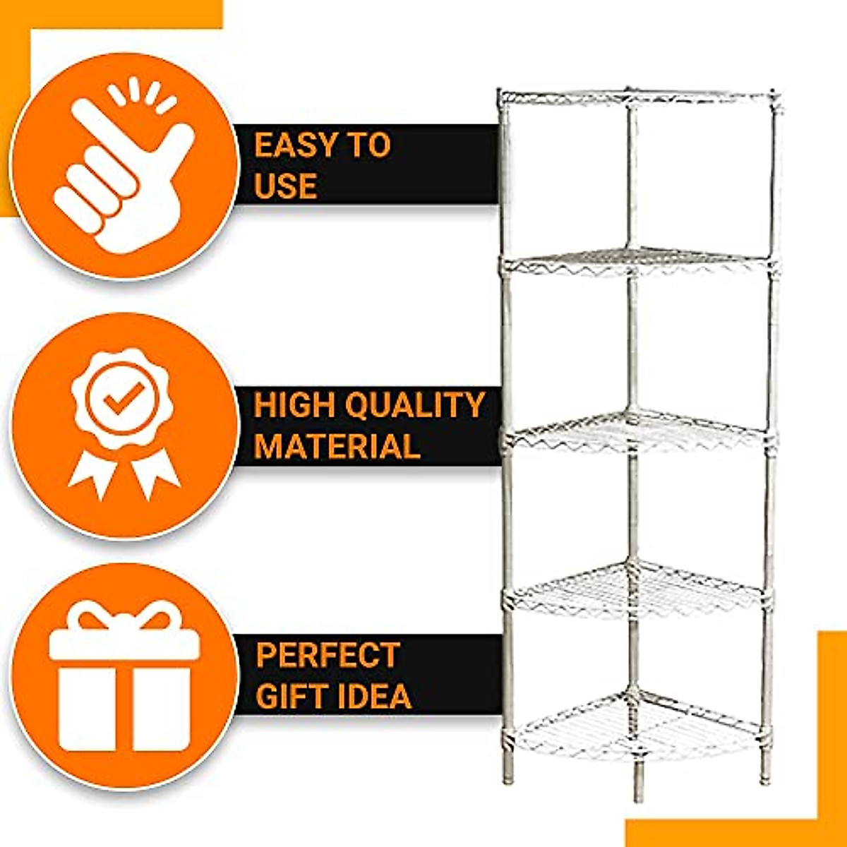 Juggernaut Storage White 5-Tier Corner Steel Wire Shelving Unit (14 in. W x 47 in. H x 14 in. D), WSCR141447-5WH