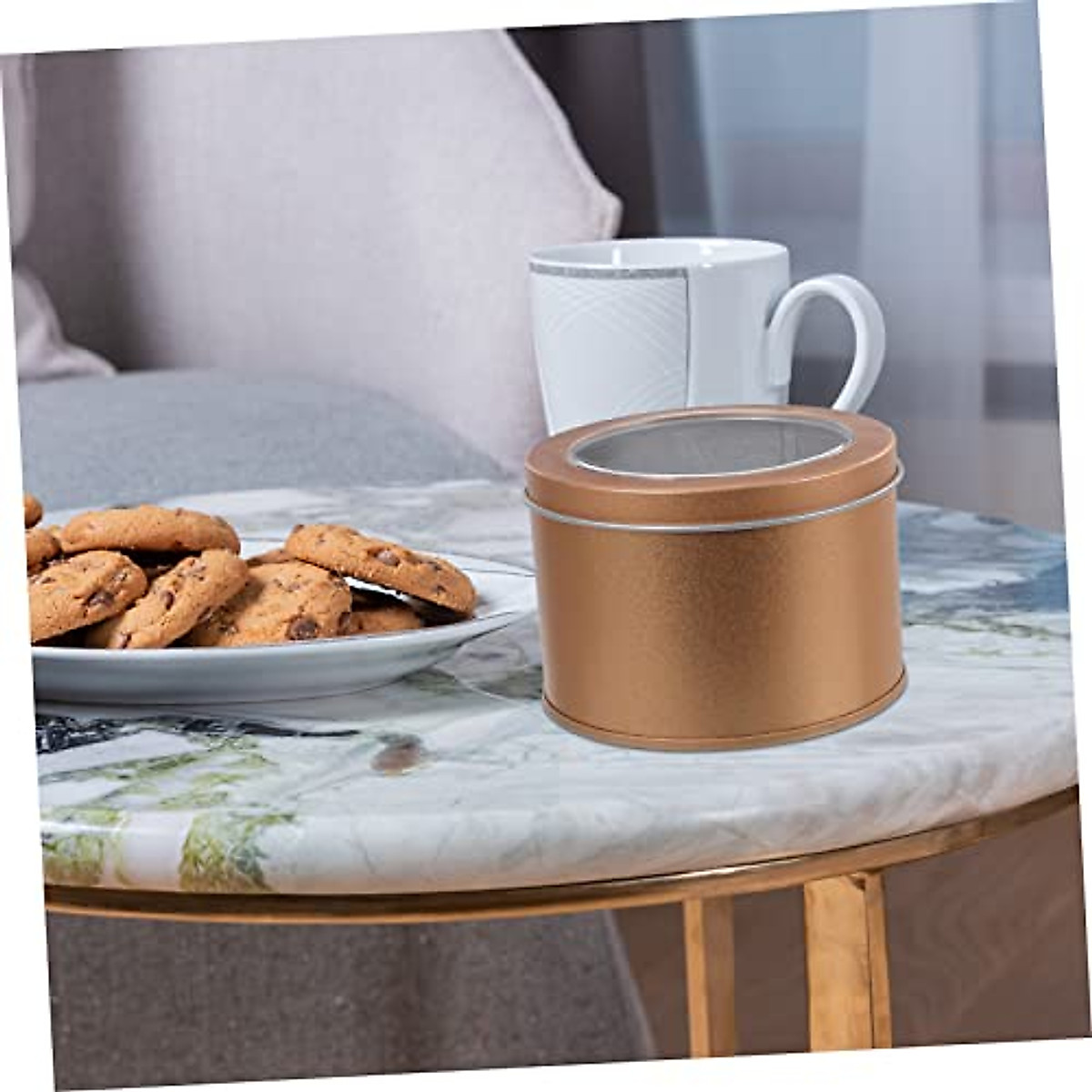 FUNOMOCYA 4 Pcs Boxes Tin Box with Window Mini Paper Cups Mini Cake Boxes Cake Containers Candle Containers with Lids Round Baking Cake Tins Tea Storage Can Dessert Container with Window