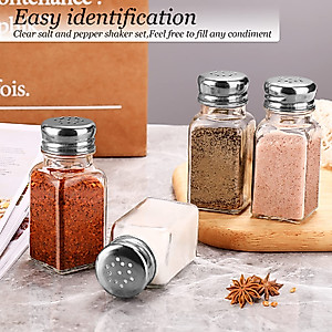 Salt and Pepper Shakers Glass Set ,DWTS DANWEITESI Salt Shaker w Stainless Steel Lid-Glass Spice Jars,Clear to Know When to Fill,Farmhouse Salt and Pepper Shakers Cute Best Kitchen Decoration